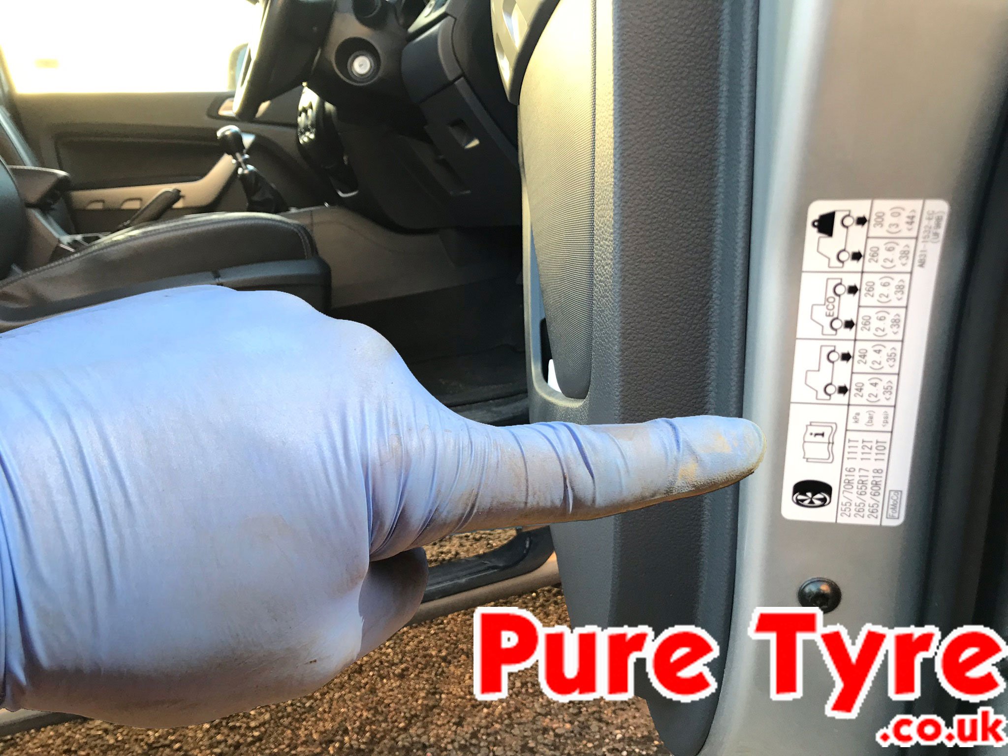 Ford-Ranger-Tyre-Pressure-Placard-Location | Pure Tyre 01603 462959