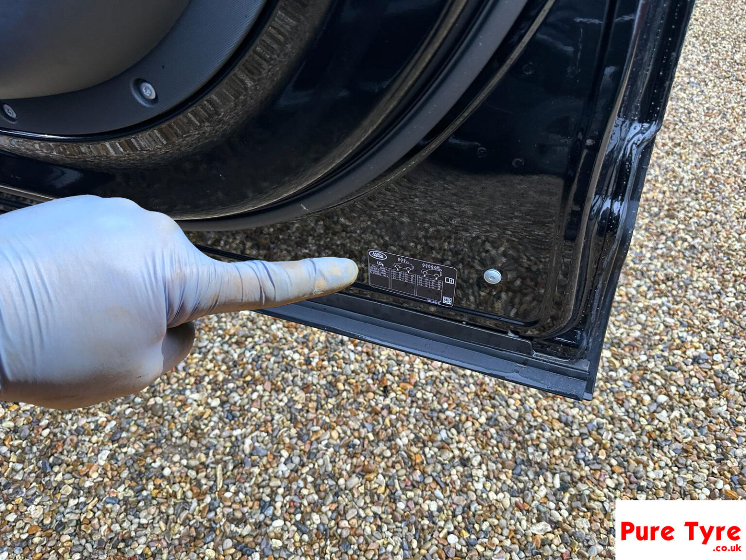 Land Rover Defender Tyre Pressure Placard Location | Pure Tyre 01603 462959